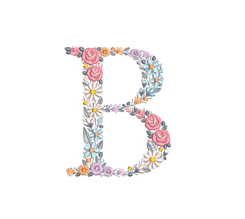 Machine Embroidery LETTER B Uppercase 15cm/6tall Dainty - Etsy
