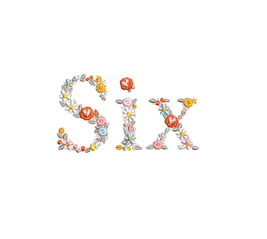Machine Embroidery Design SIX Dainty Floral 6th Birthday- 5x7 Hoop ...