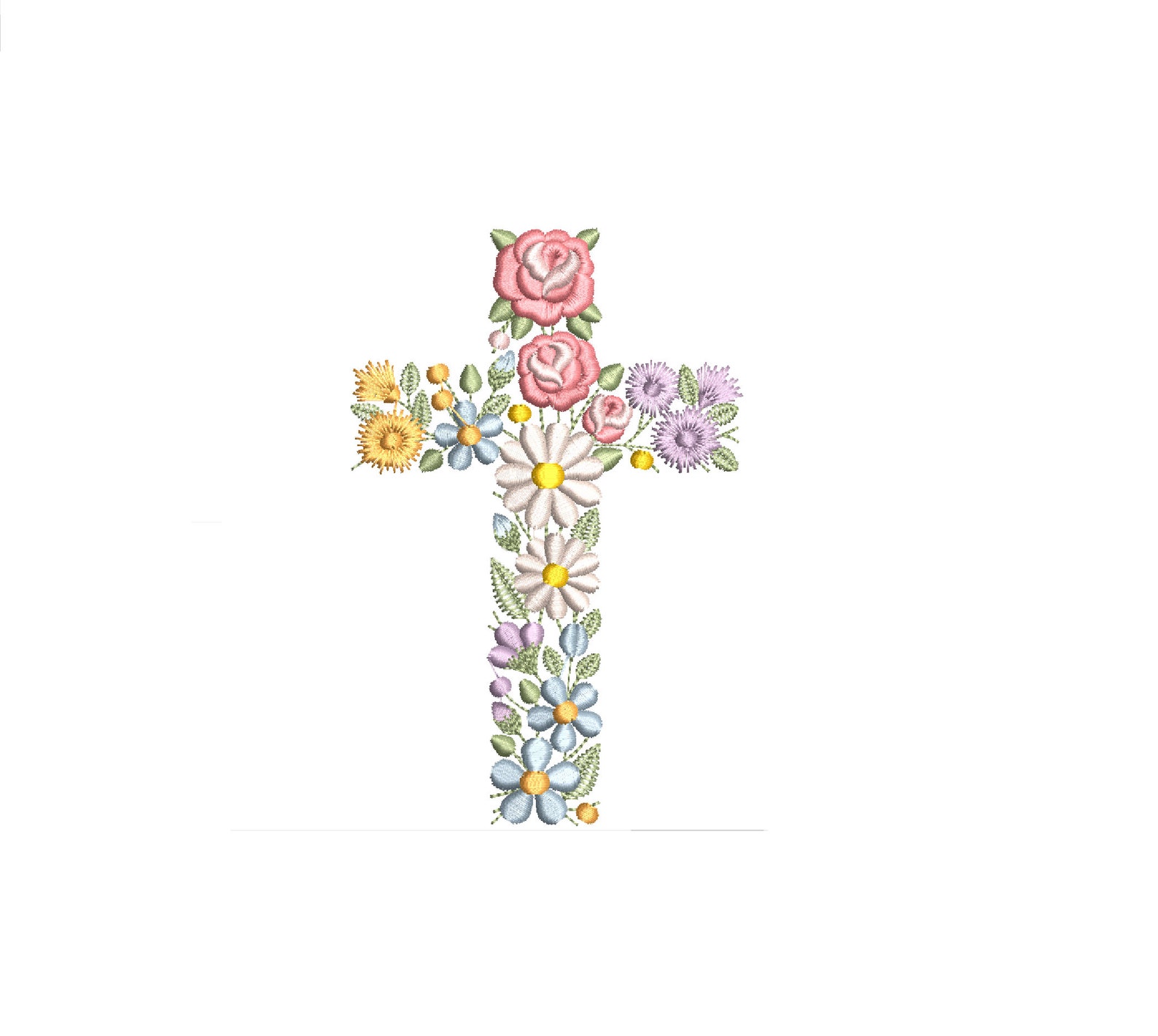 Floral Cross Machine Embroidery Design 5/125mm Baptism - Etsy