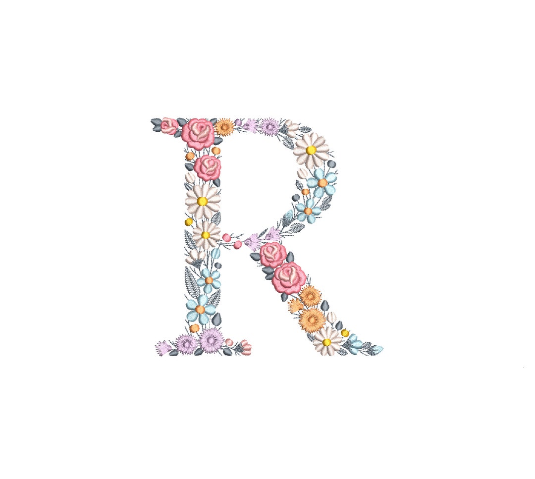 Machine Embroidery LETTER R Uppercase 15cm/6tall Dainty - Etsy