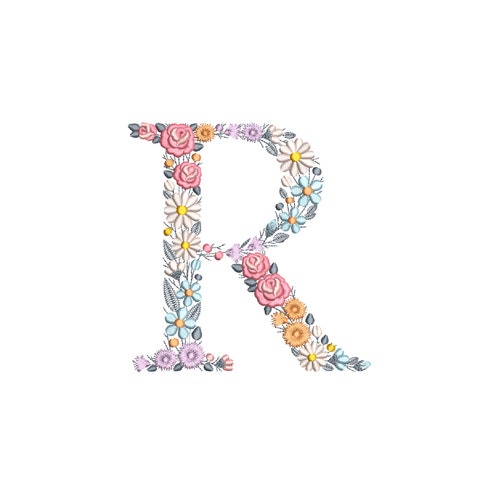 Machine Embroidery LETTER R Uppercase 15cm/6tall Dainty - Etsy