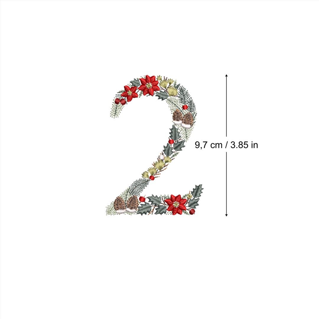 Machine Embroidery Christmas Number 2 4x4 Hoop Xmas Festive Monogram ...