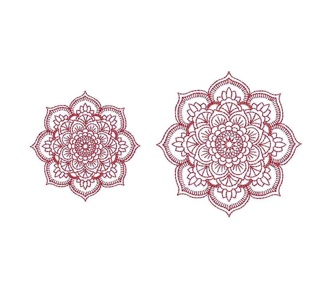 Mandala Redwork Machine Embroidery Design. Linework Embroidery Files. 2 ...