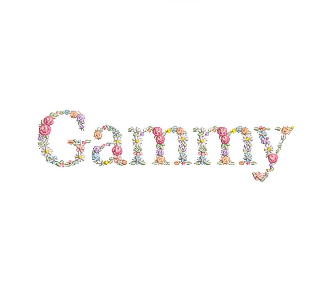 Machine Embroidery Design GAMMY in Floral Letters LARGE HOOP Dainty ...