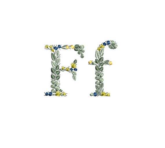 Machine Embroidery Design Small Letter F of Leaves Dainty | Etsy