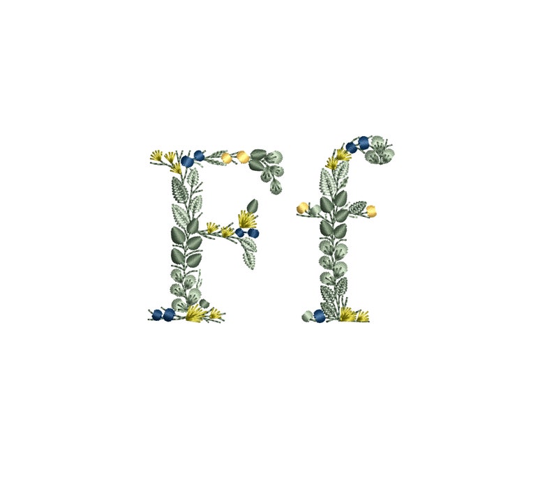 Machine Embroidery Design Small Letter F of Leaves Dainty | Etsy