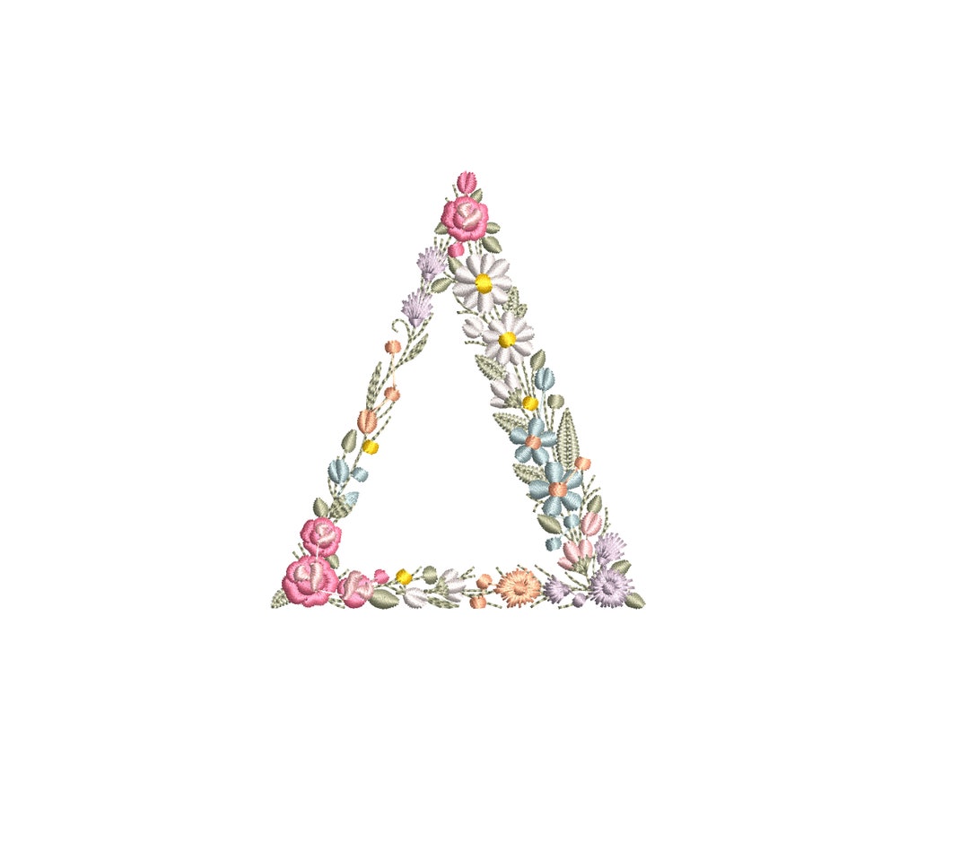 Machine Embroidery Letter Δ DELTA 9,7cm/3.85" Dainty Floral Greek ...