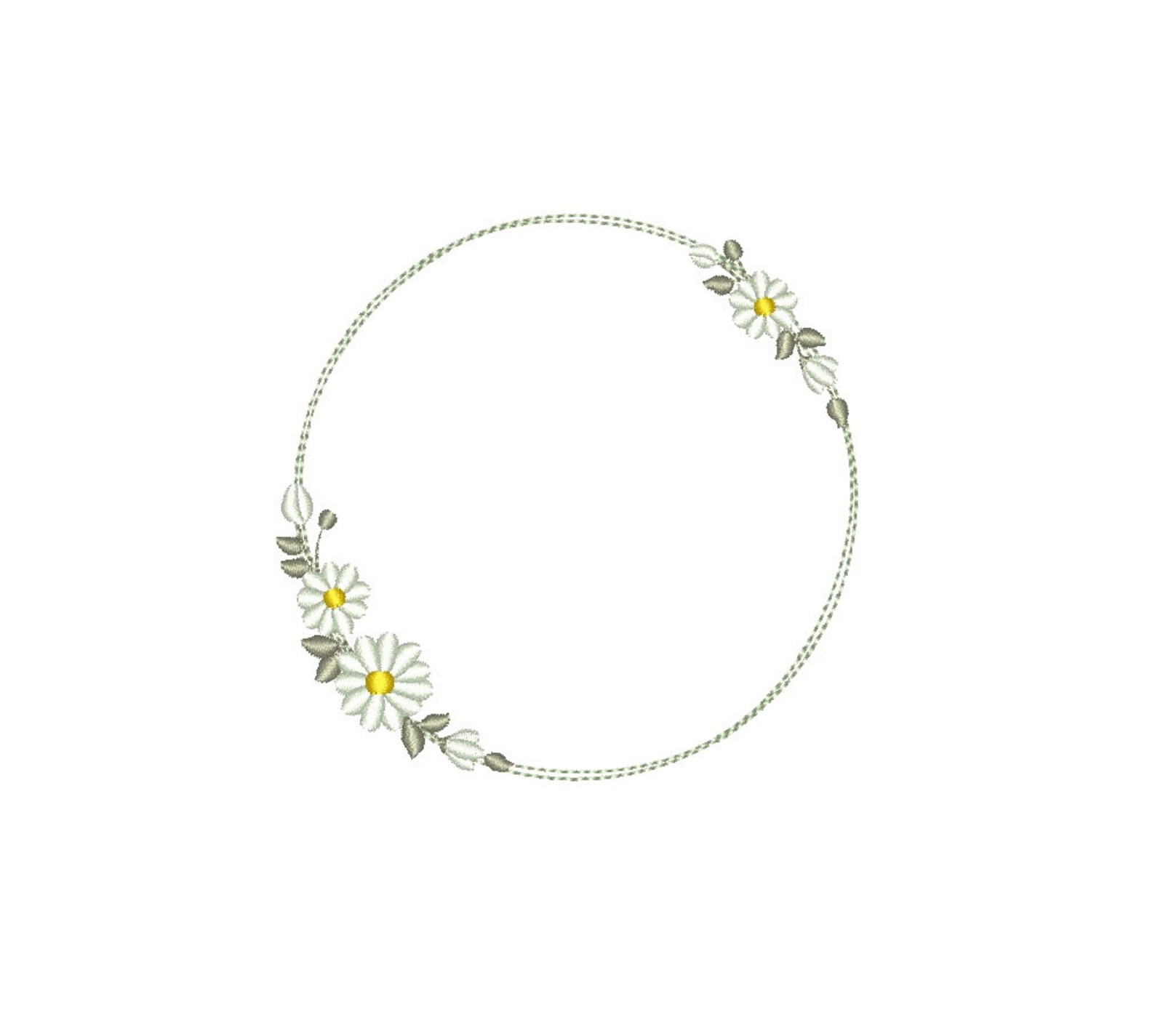 Dainty Wreath of Daisies - Floral Monogram Frame Machine Embroidery ...
