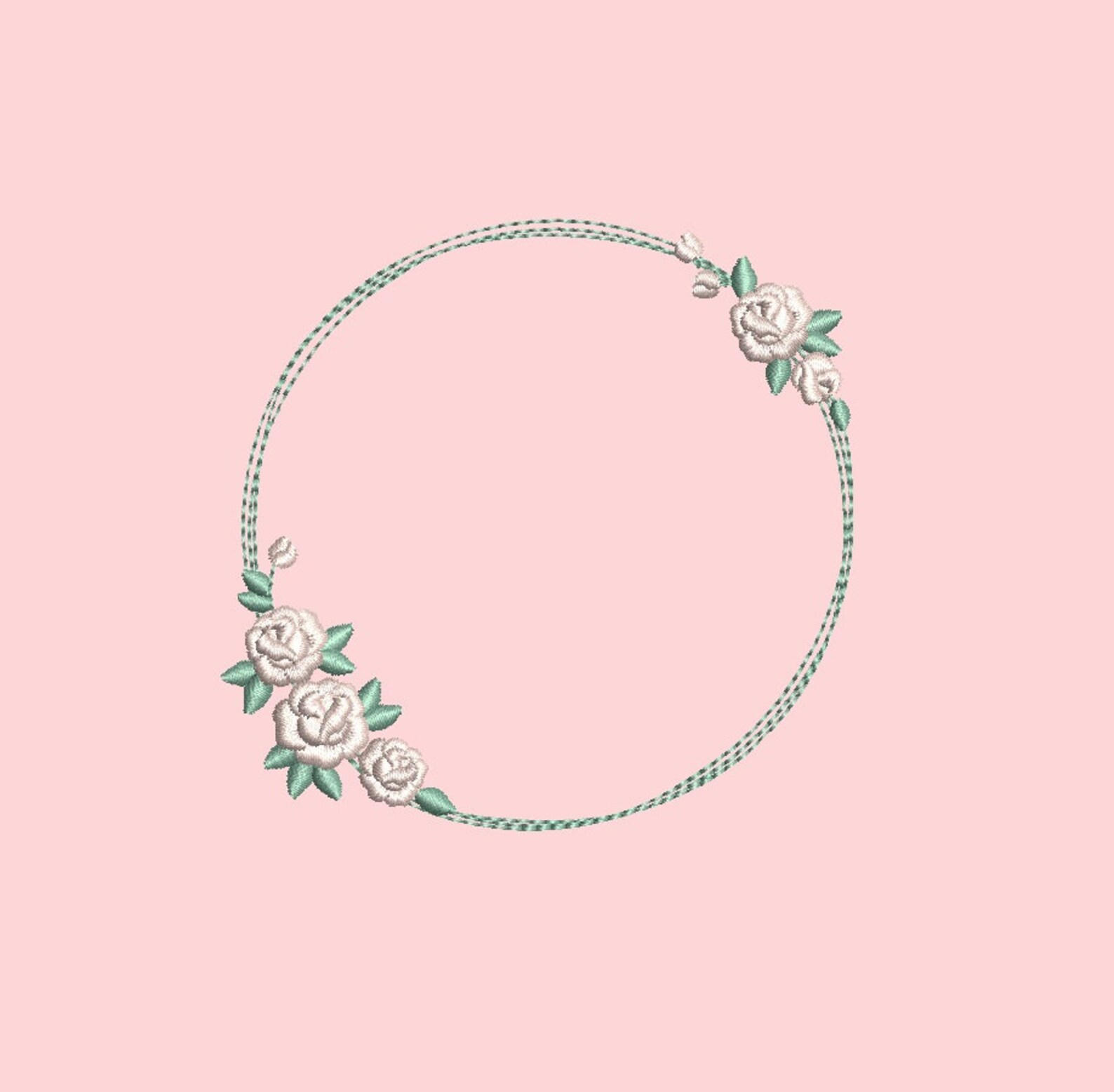 Dainty Wreath of Roses Monogram Frame Machine Embroidery - Etsy