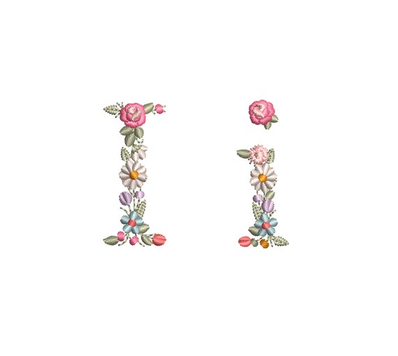Machine Embroidery Design Floral Letter I 43 Mm/1.70 - Etsy Denmark