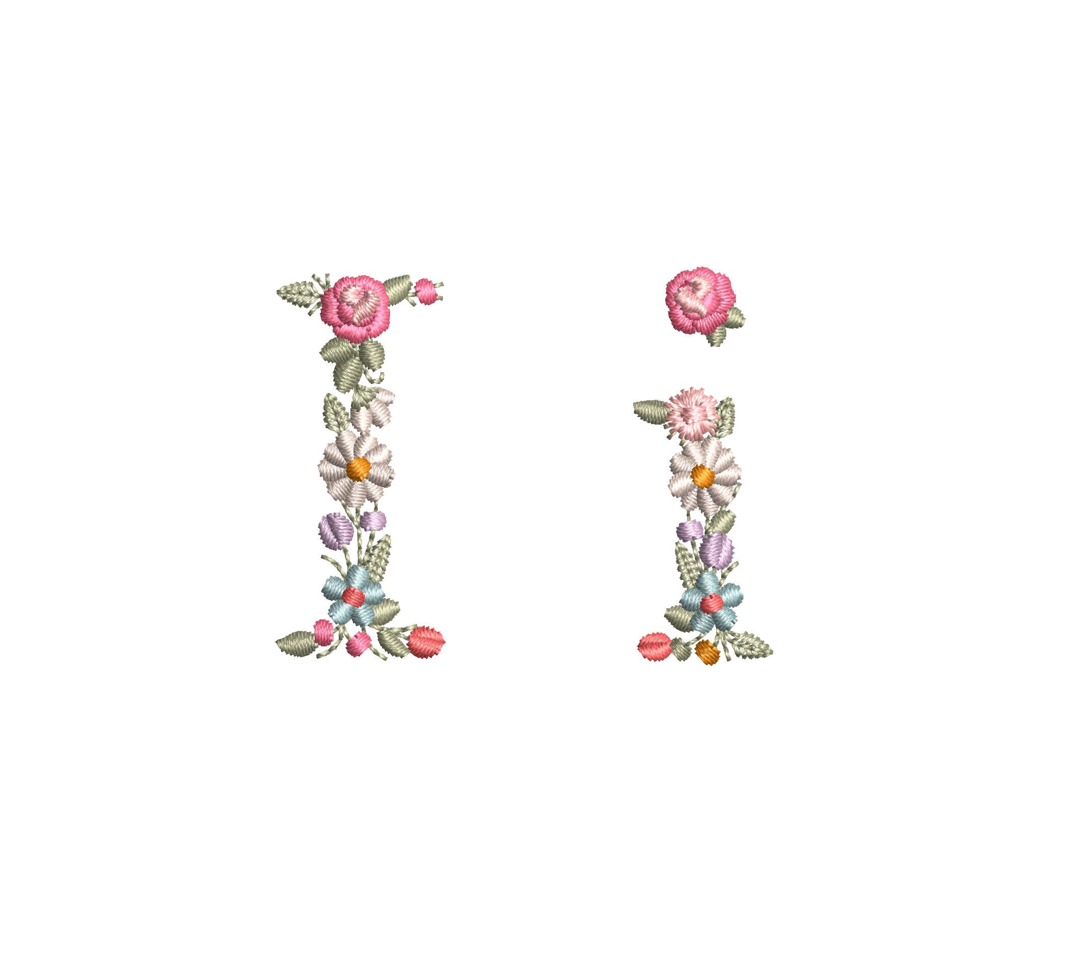 Machine Embroidery Design Floral Letter I 43 Mm/1.70 - Etsy