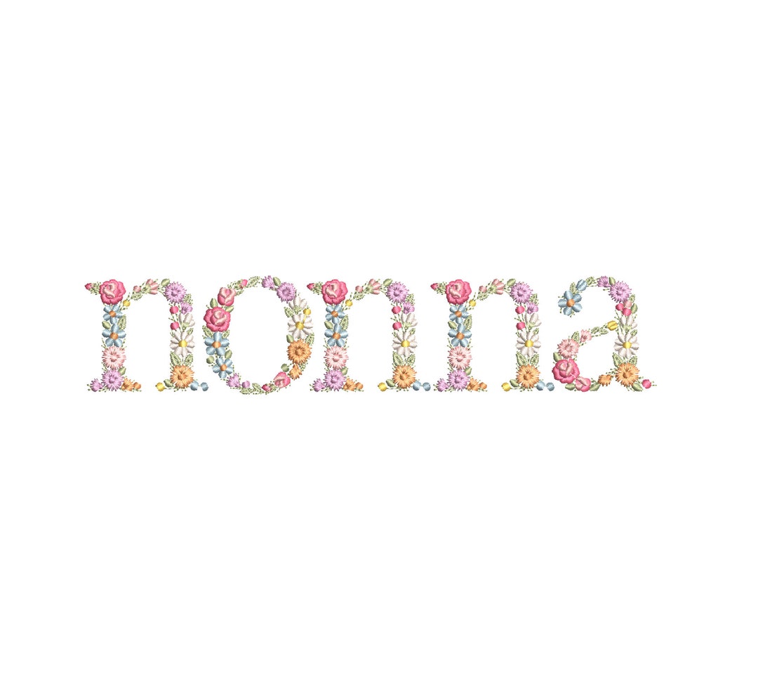 Machine Embroidery Design NONNA Ricamo Macchina Floral Letters 10 ...