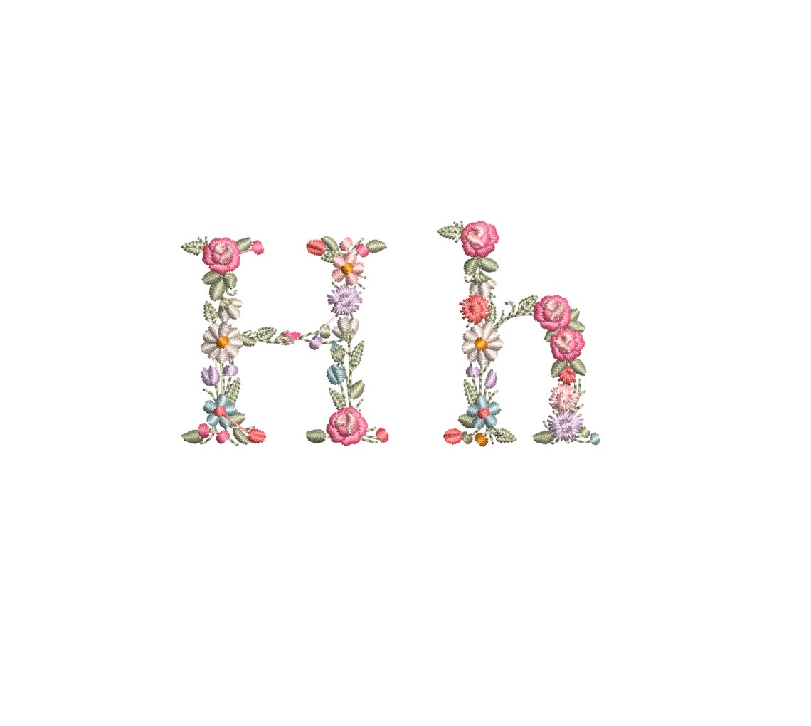 Machine Embroidery Design SMALL Floral Letter H Upper and | Etsy