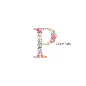 Machine Embroidery LETTER P Uppercase 3"/7,5 Cm Dainty Floral Font ...