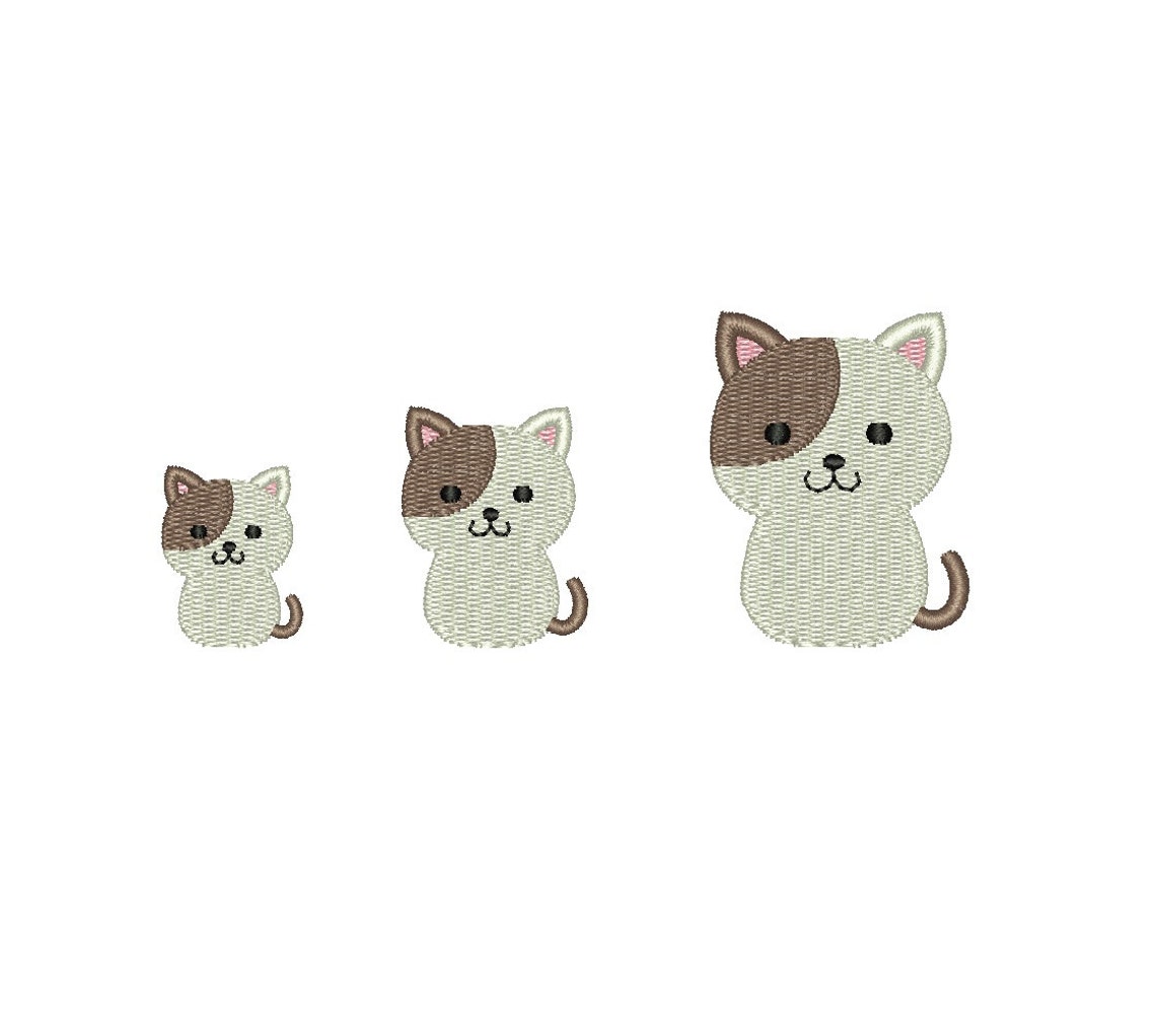 Cute Mini Kitten - Cute Cat Mini Fill Machine Embroidery Design. 3 ...