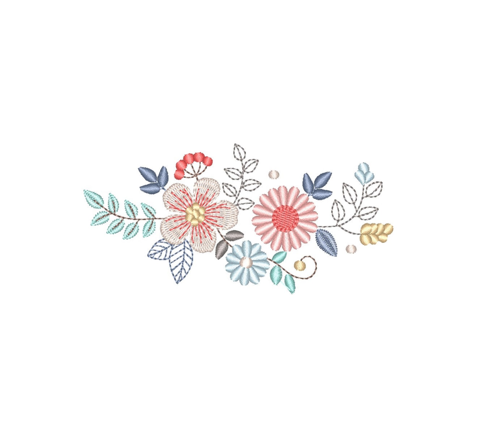 Machine embroidery design Modern boho flowers Modern floral | Etsy