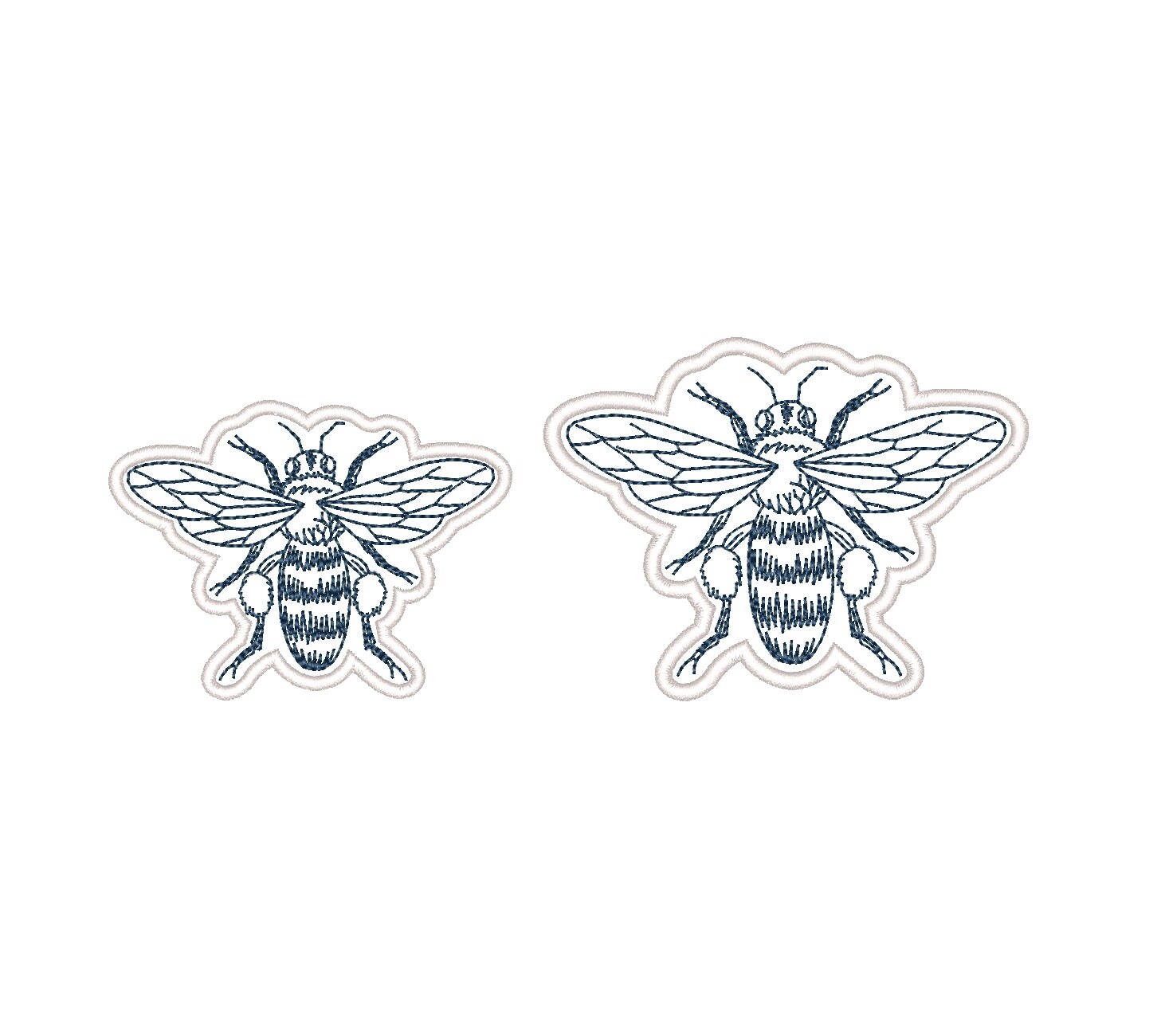 Linework Bee Patch Machine Embroidery Design. Redwork Bee Patch Machine ...