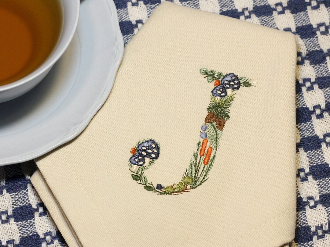 Machine Embroidery LETTER J Uppercase 3"/7,5 Cm Forest Font Woodland ...