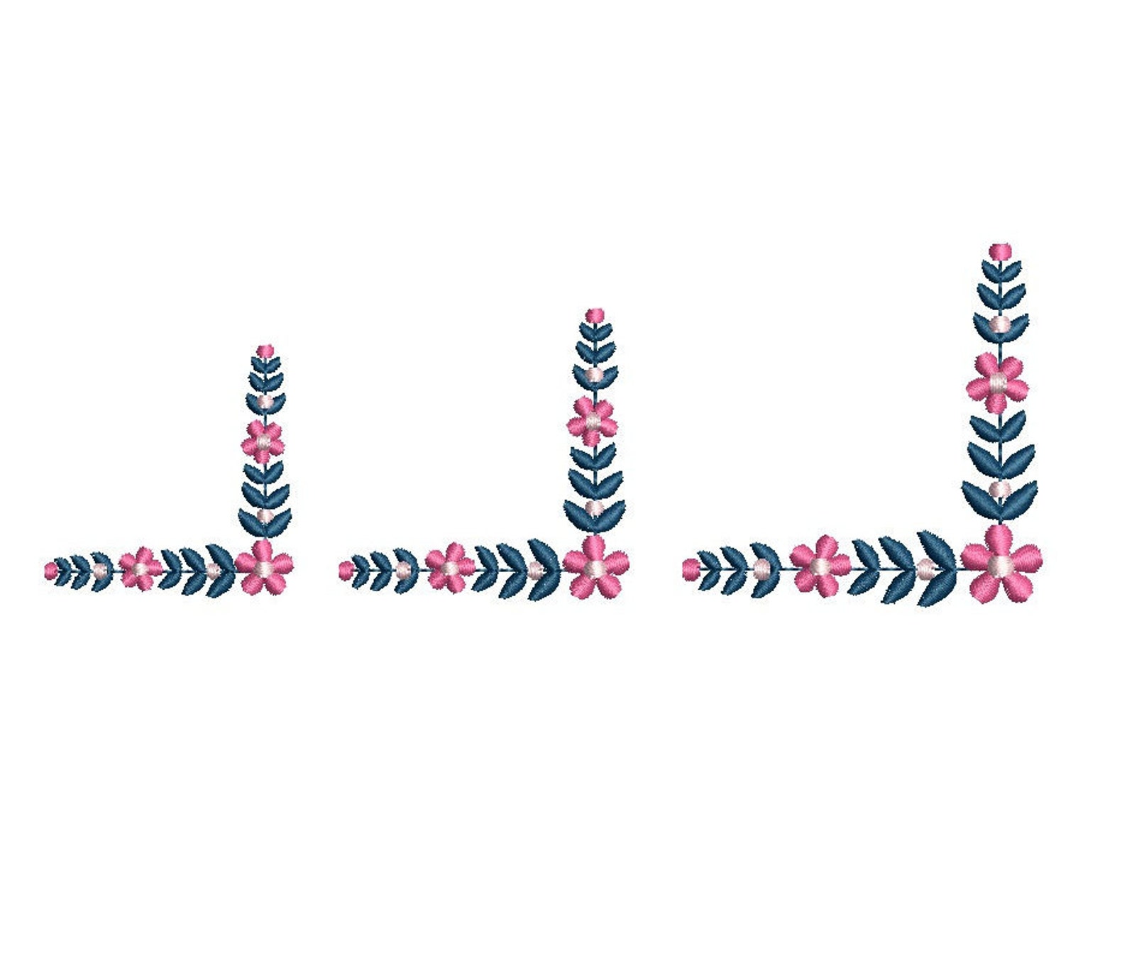 Small Flowers Corner Machine Embroidery Design. 3 Sizes. | Etsy