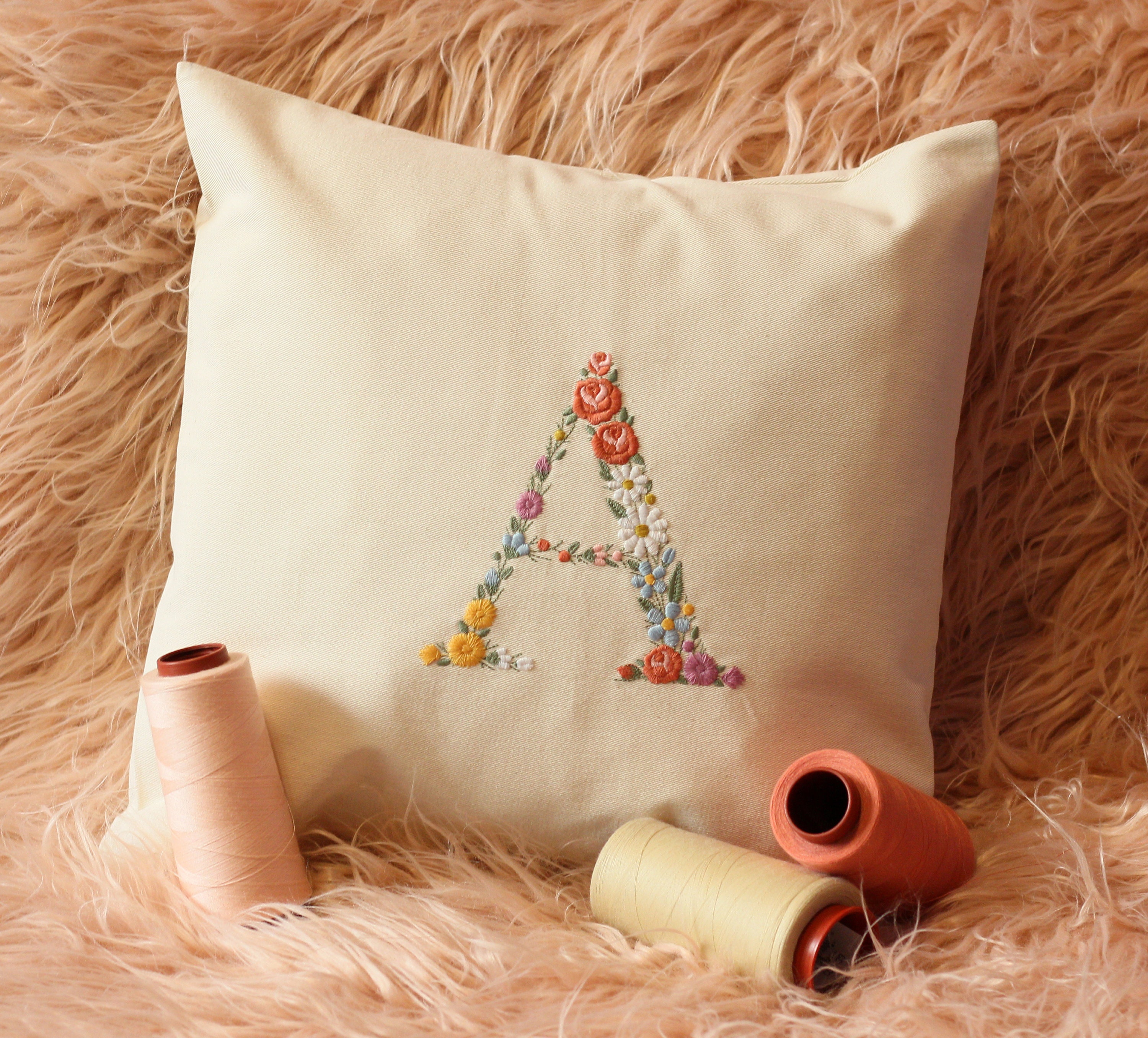 Machine Embroidery UPPERCASE ALPHABET Heirloom Floral Letters 150mm/6 ...