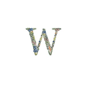 Machine Embroidery LETTER W Uppercase 3"/7,5 Cm Forest Font- Woodland ...