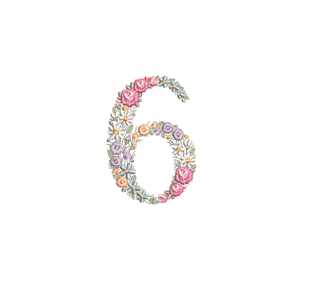 Machine Embroidery Design Heirloom NUMBER 6 Dainty Floral Spring ...
