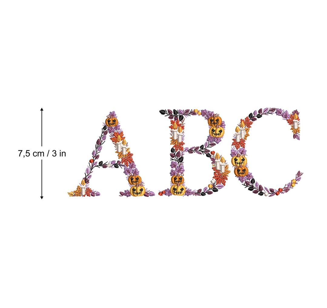Halloween Machine Embroidery Design Alphabet 4x4 Hoop Dainty Autumn ...