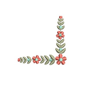 Small Flowers Corner Machine Embroidery Design. 3 Sizes. Instant ...