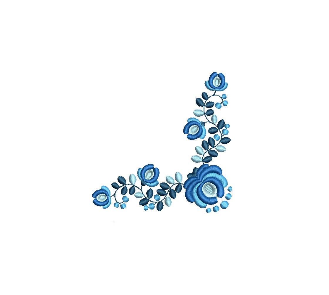 Blue Flower Corner Border