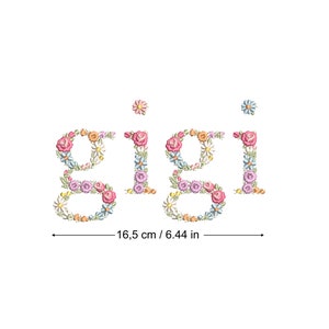 Machine Embroidery Design GIGI 6.44"/16,5cm Grandma Floral Letters ...