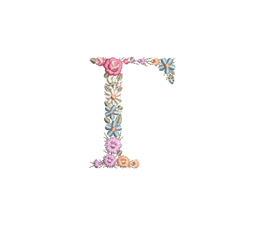 Machine Embroidery LETTER GAMMA Uppercase 3/7,5 Cm Dainty Floral Font ...