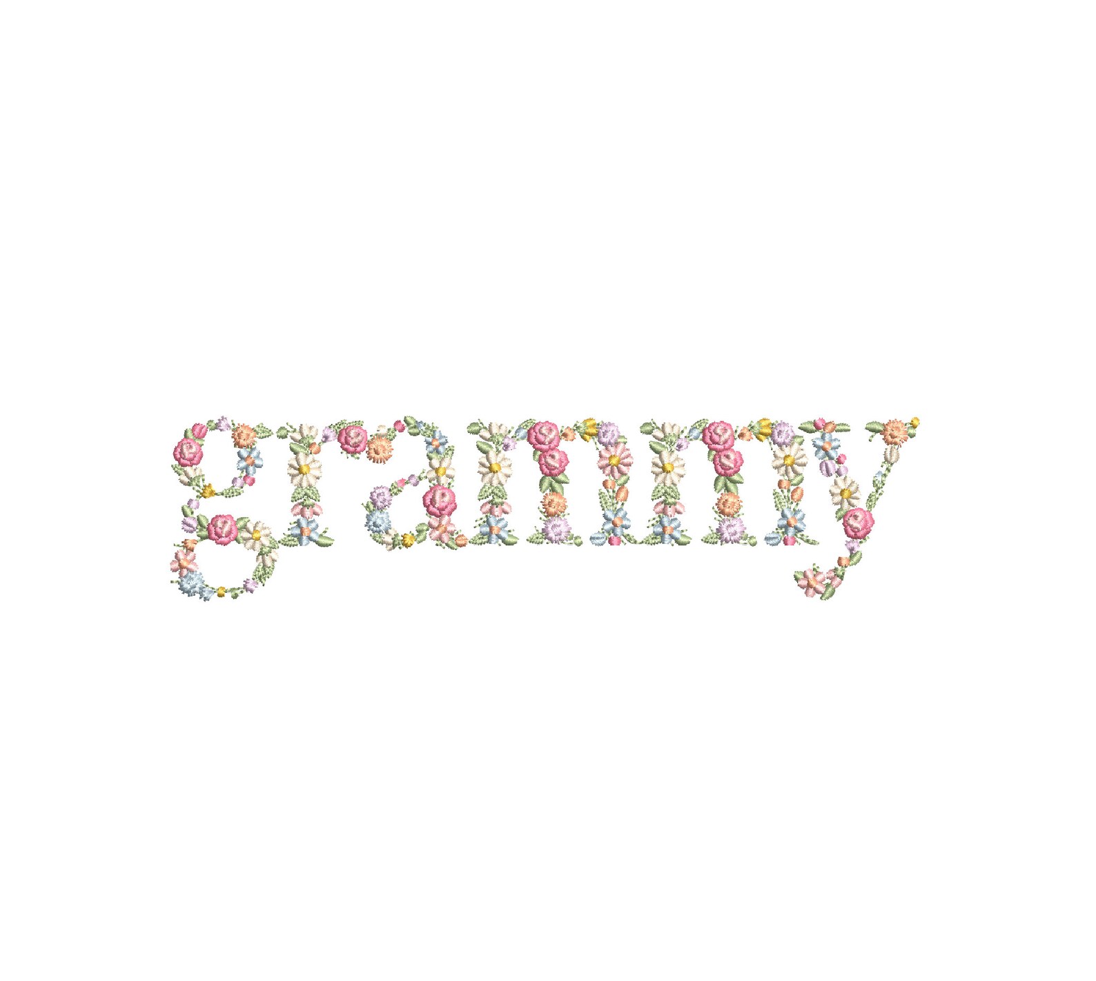 Machine Embroidery Design "grammy" in Floral Letters 5X7 HOOP Dainty ...