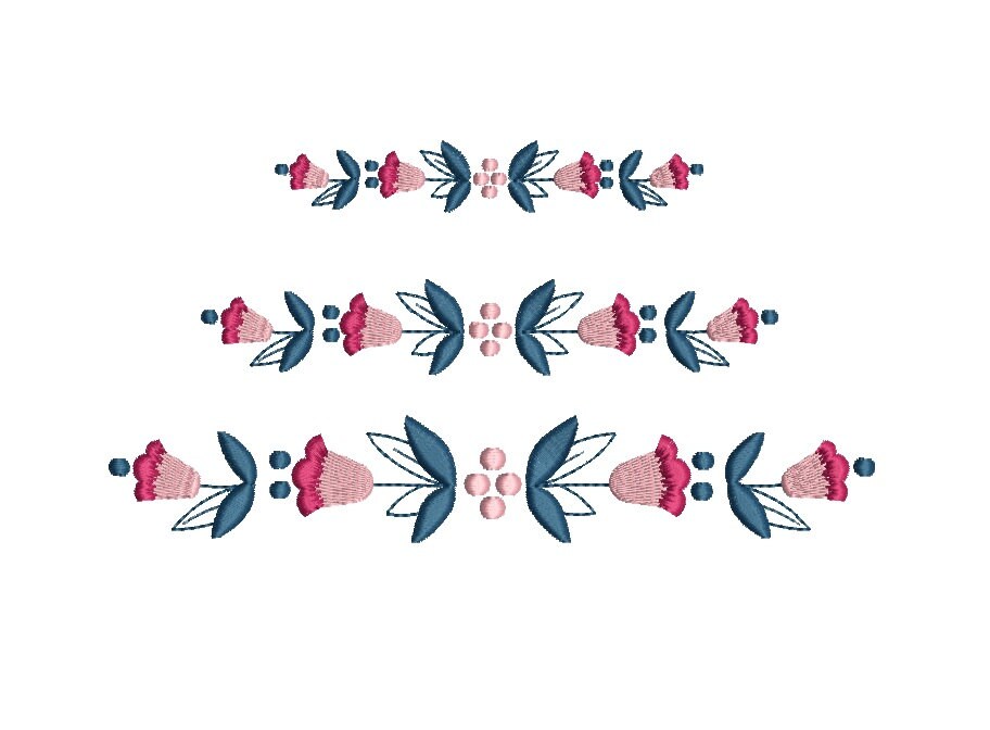 Floral Border machine embroidery design. 3 sizes. instant | Etsy