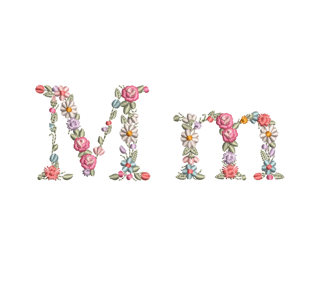 Machine Embroidery Design Small Letter M With Flowers Upper and ...