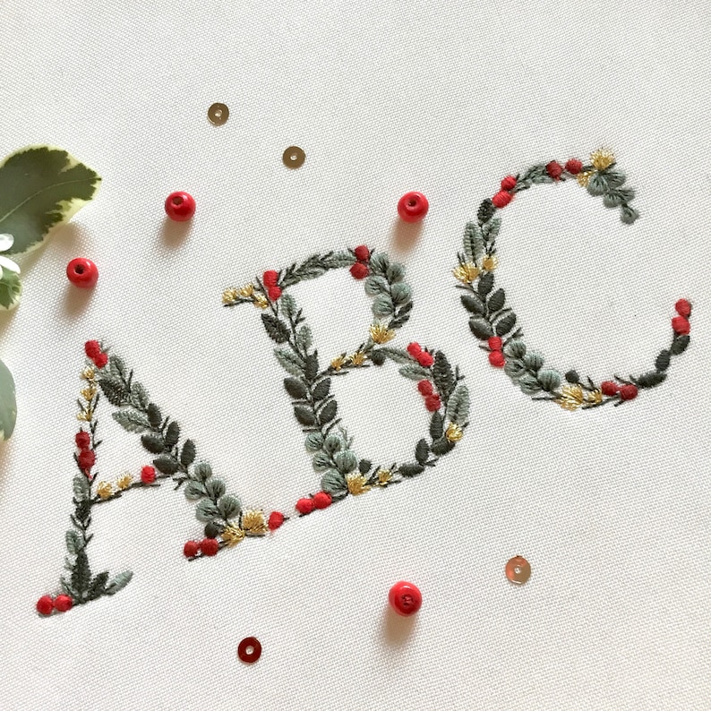 Machine Embroidery Alphabet Small Letters Leaves and Berries - Etsy