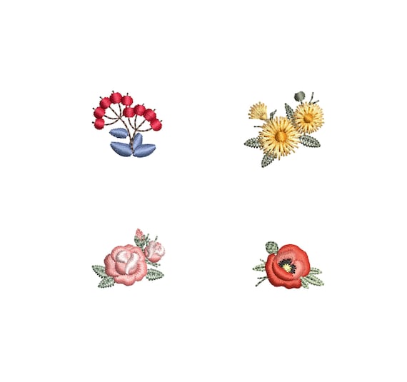 Mini Flowers Machine Embroidery Designs 1 /25 Mm Flowers - Etsy