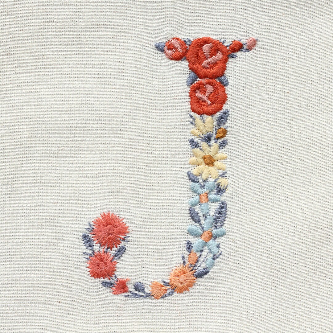 Machine Embroidery LETTER J Uppercase 3/7,5 Cm Dainty Floral Font ...