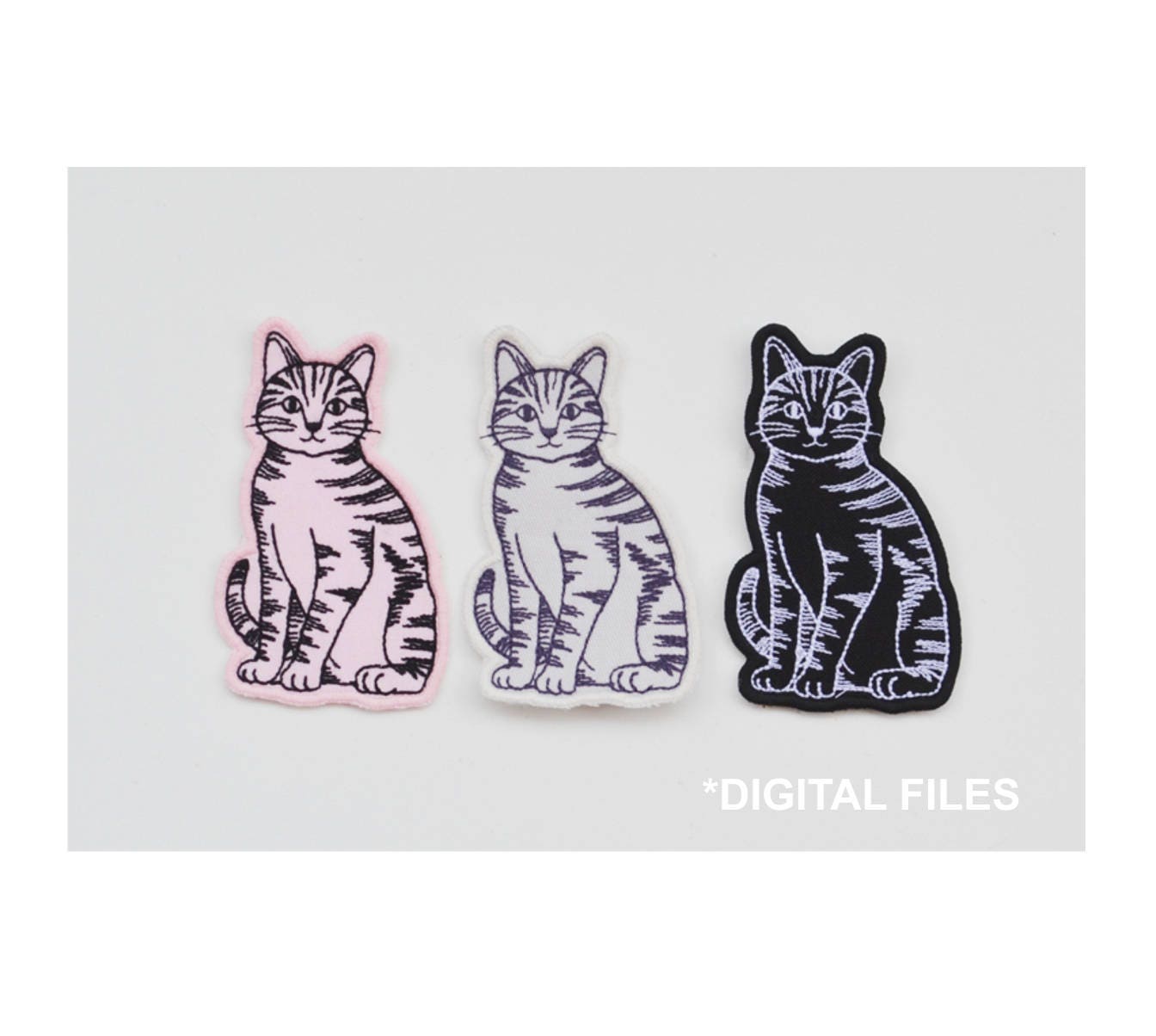 Tabby Cat Patch Machine Embroidery Design. Modern Redwork/blackwork ...