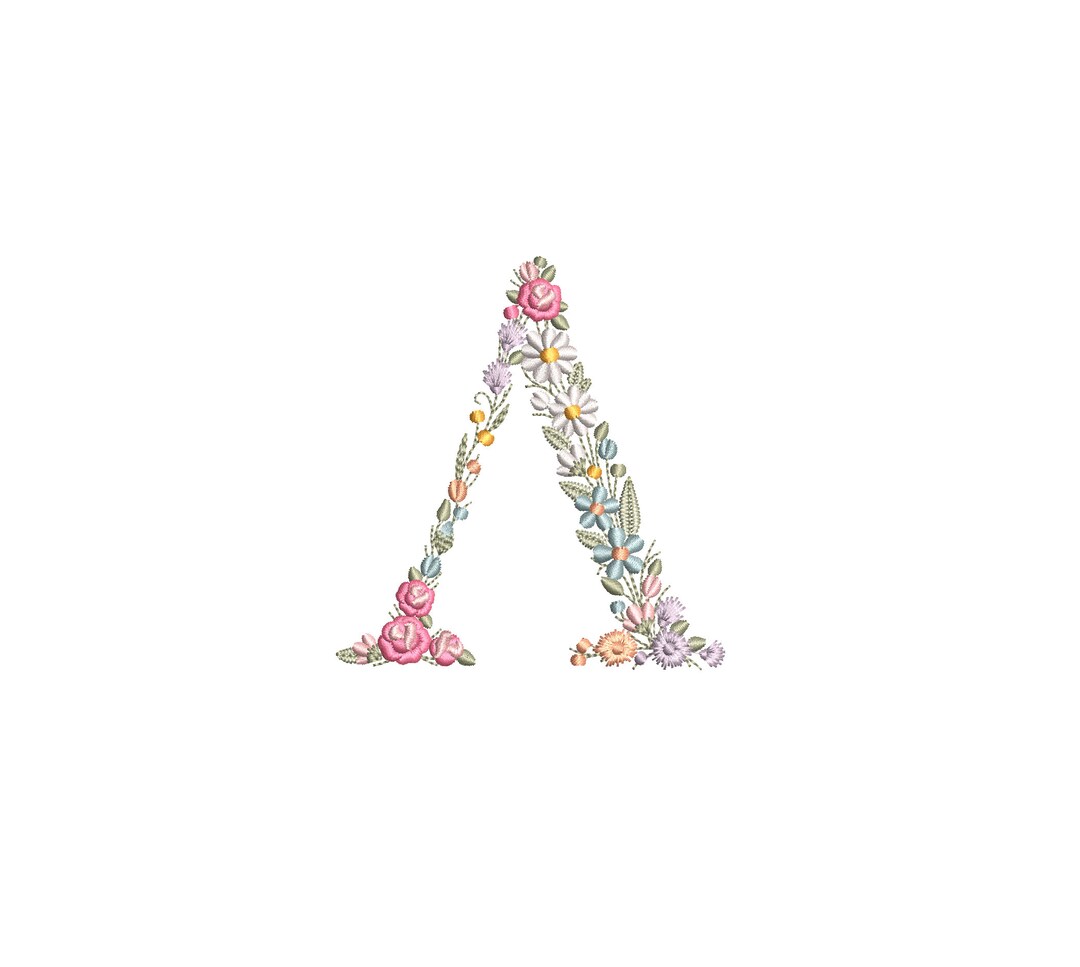 Machine Embroidery Letter Λ LAMBDA 10cm/4" Dainty Floral Greek Font ...