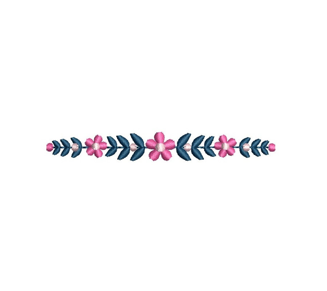Small Flowers Border Machine Embroidery Design. 3 Sizes. Instant ...