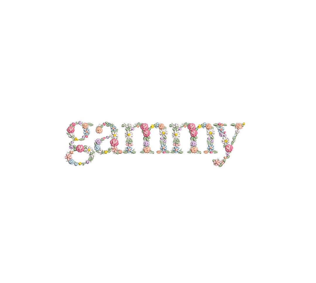 Machine Embroidery Design "gammy" in Floral Letters 5X7 HOOP Dainty ...