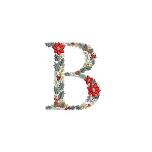 Machine Embroidery Christmas Letter B 4x4 Hoop Xmas Festive Monogram ...