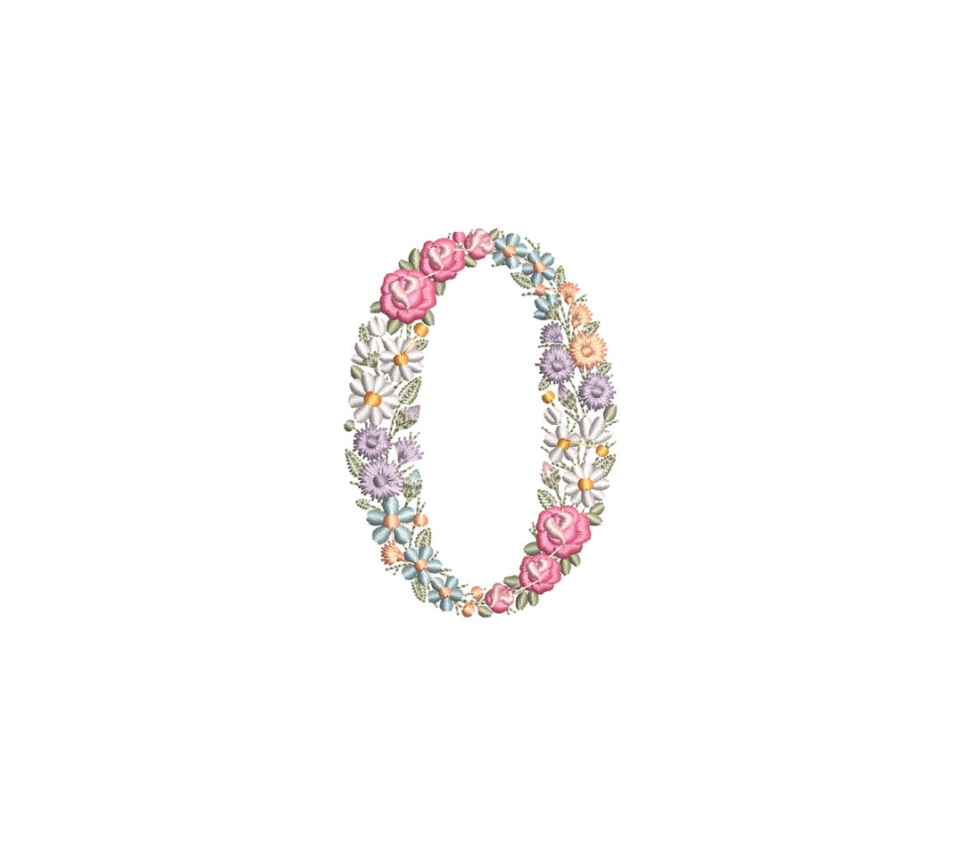 Machine Embroidery Design Heirloom NUMBER 0 Zero Dainty Floral Birthday ...