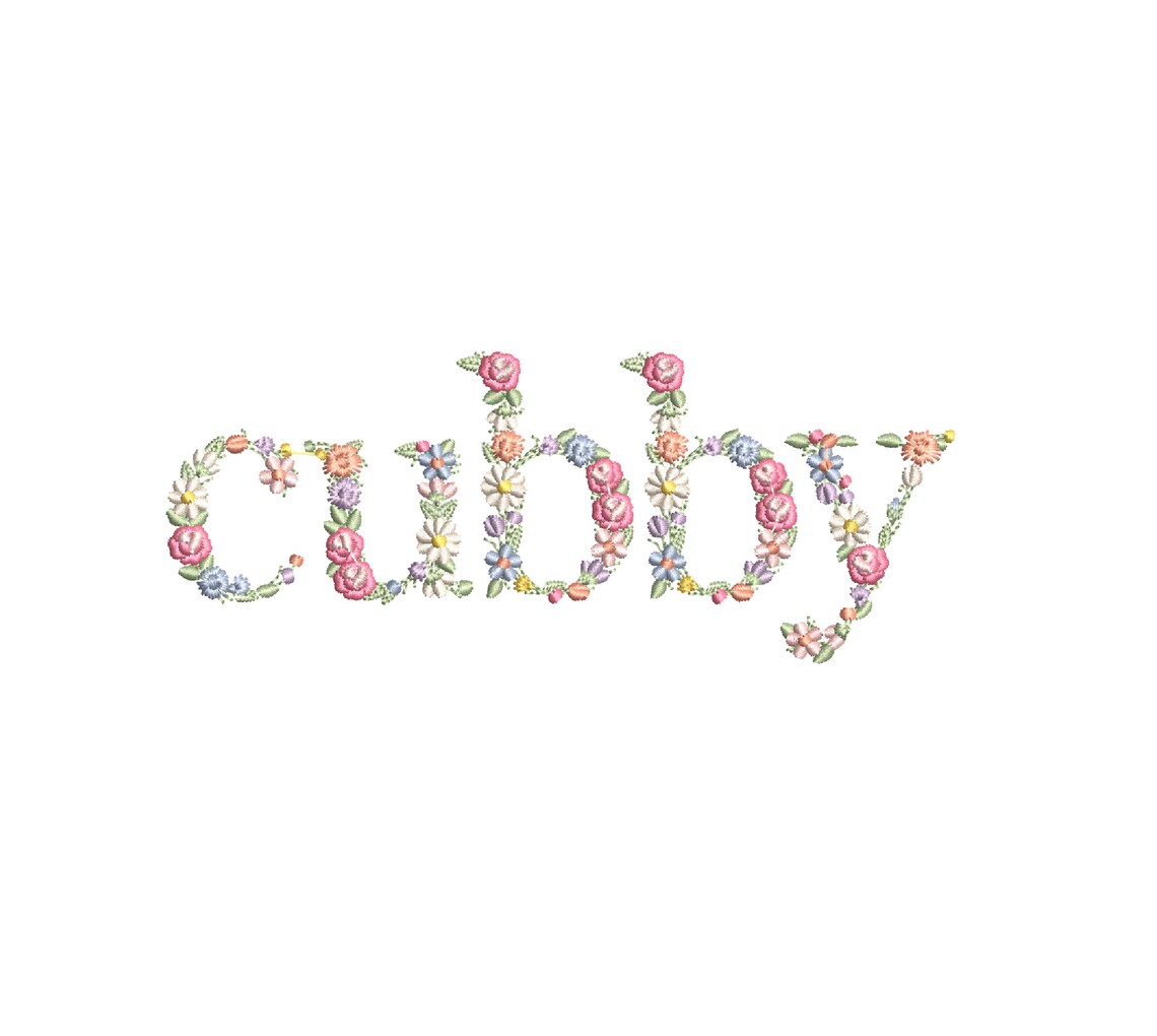 Machine Embroidery Design CUBBY in Floral Letters 5X7 HOOP - Etsy