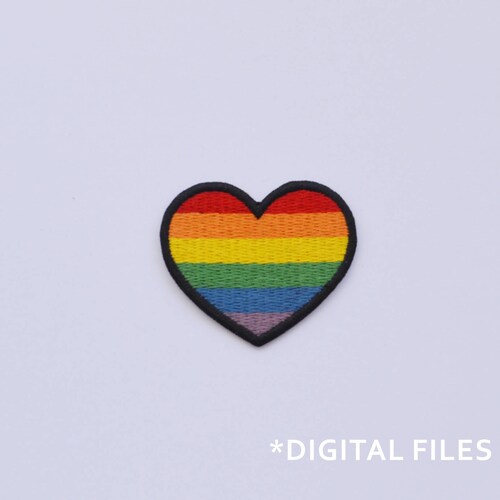 Machine Embroidery Design Rainbow Heart Patch LGBTIQ Heart - Etsy