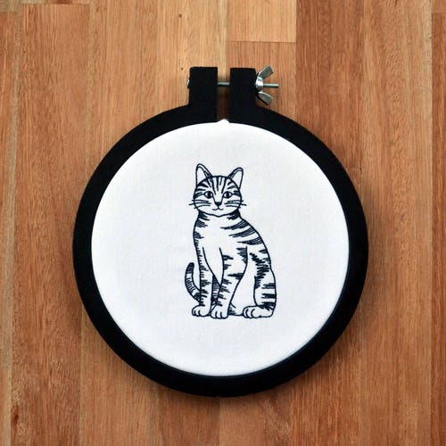 Redwork Tabby Cat Machine Embroidery Design. Cute Tabby Kitten - Etsy