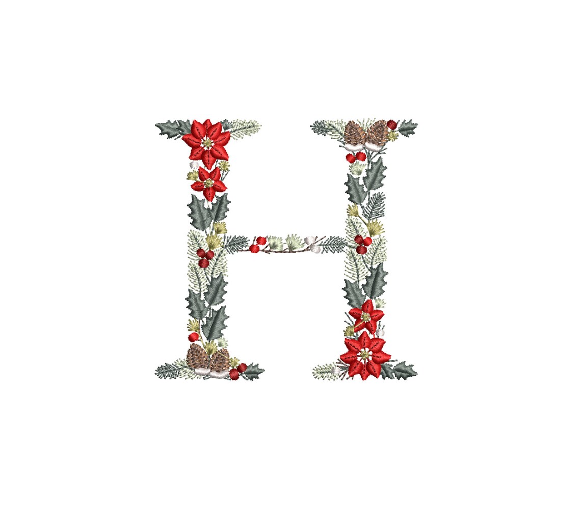 Machine Embroidery Christmas Letter H 4x4 Hoop Xmas Festive - Etsy