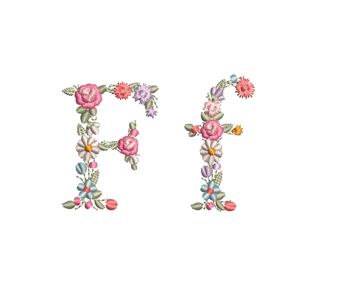 Machine Embroidery Design Floral Letter F Upper and Lowercase Dainty ...