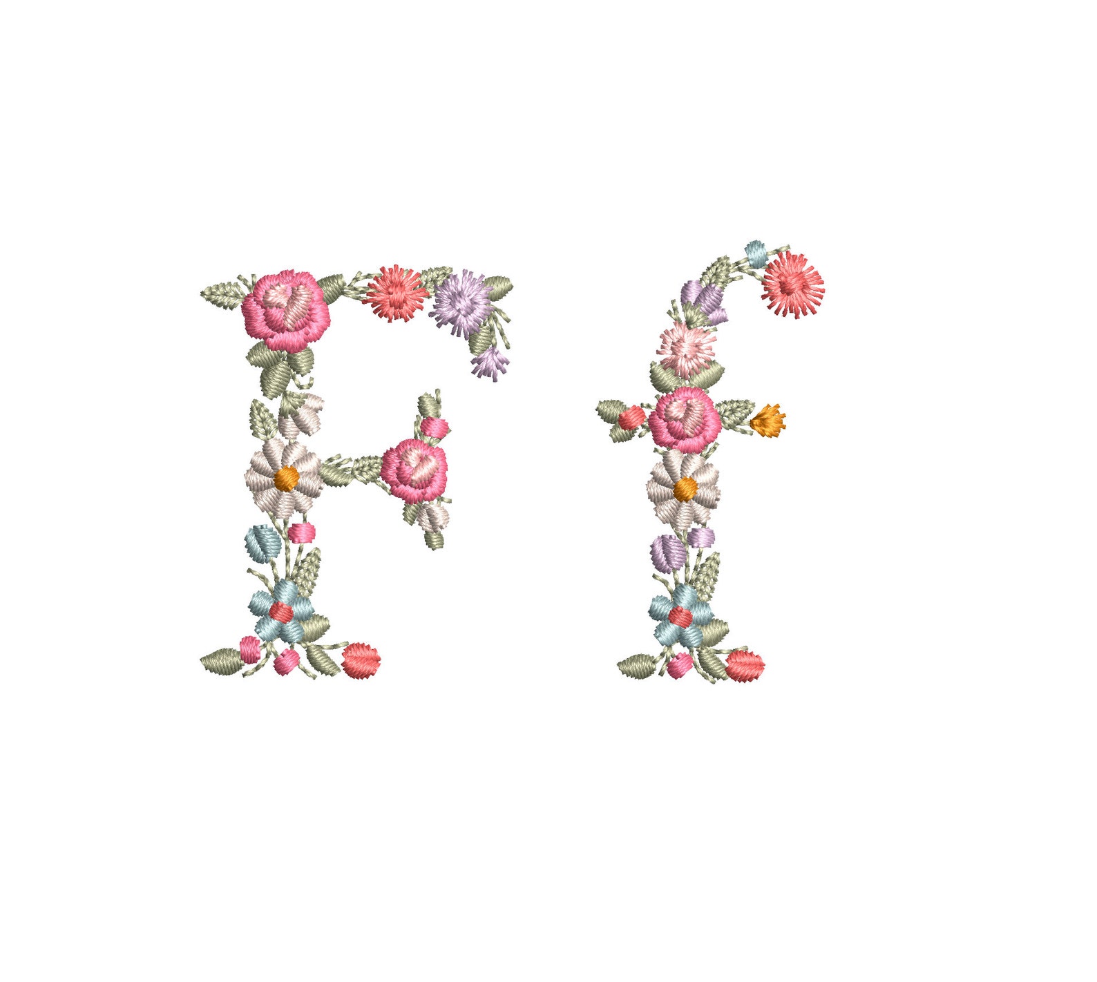 Machine Embroidery Design Floral Letter F Upper and Lowercase Dainty ...