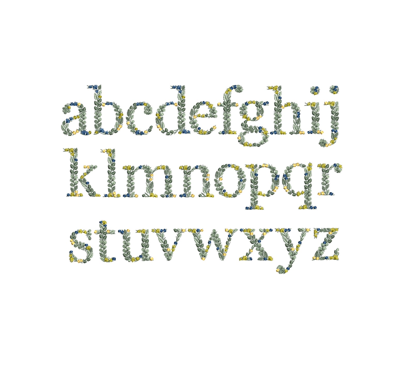 Machine Embroidery Alphabet Small Letters Leaves and Berries - Etsy